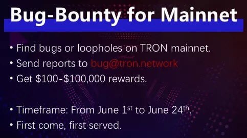 Tron Bug Bounty, 10 million up for grabs