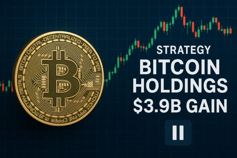 Strategy bitcoin holdings show $3.9B gain as purchases pause